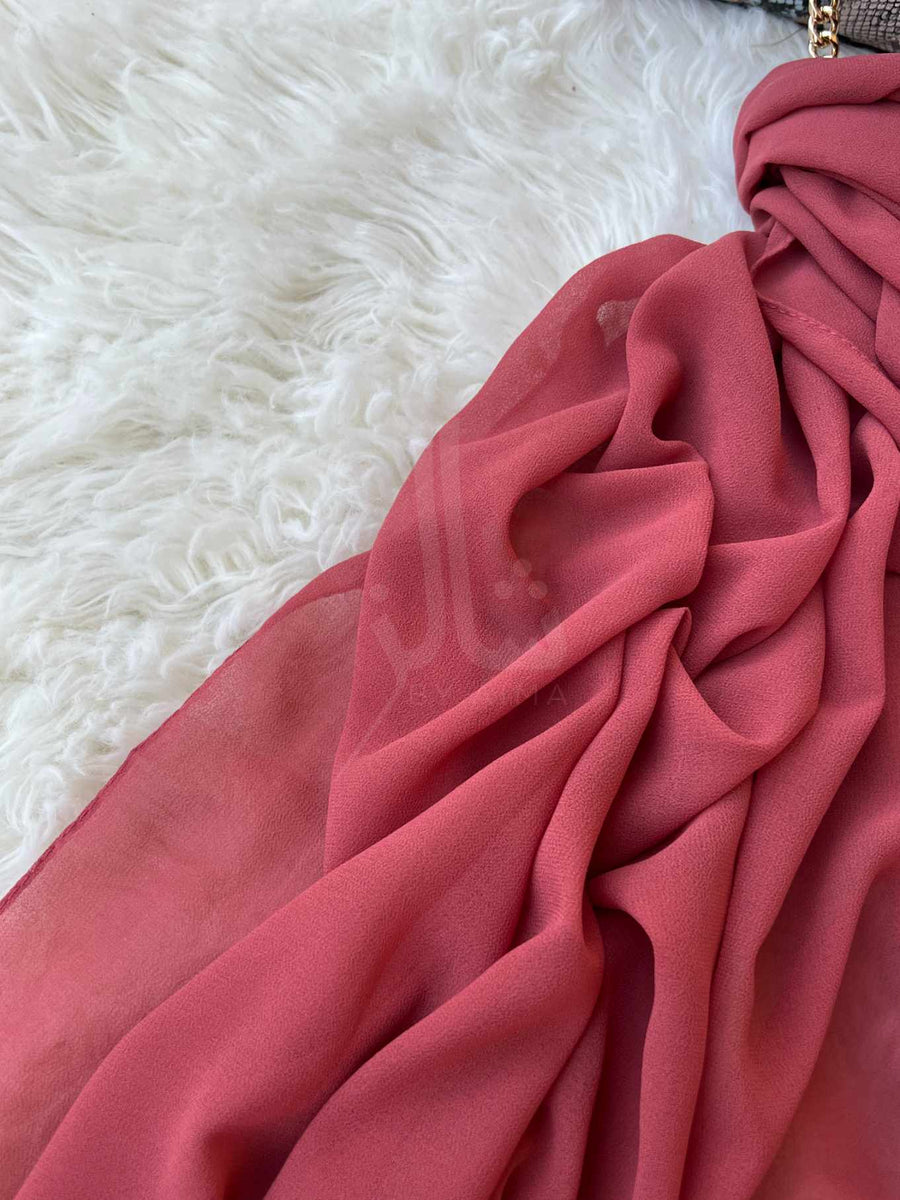 The Graceful Plain Georgette Stole - Dusty Pink